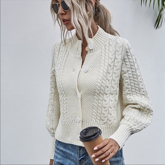 Sweaters | Cream Chunky Cable Knit Cardigan | Poshmark